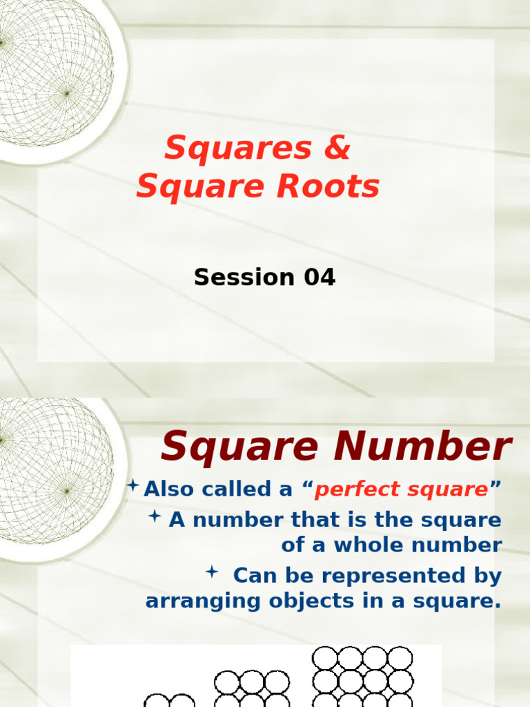 Understanding Square Numbers & Roots | PDF | Square Root | Numbers