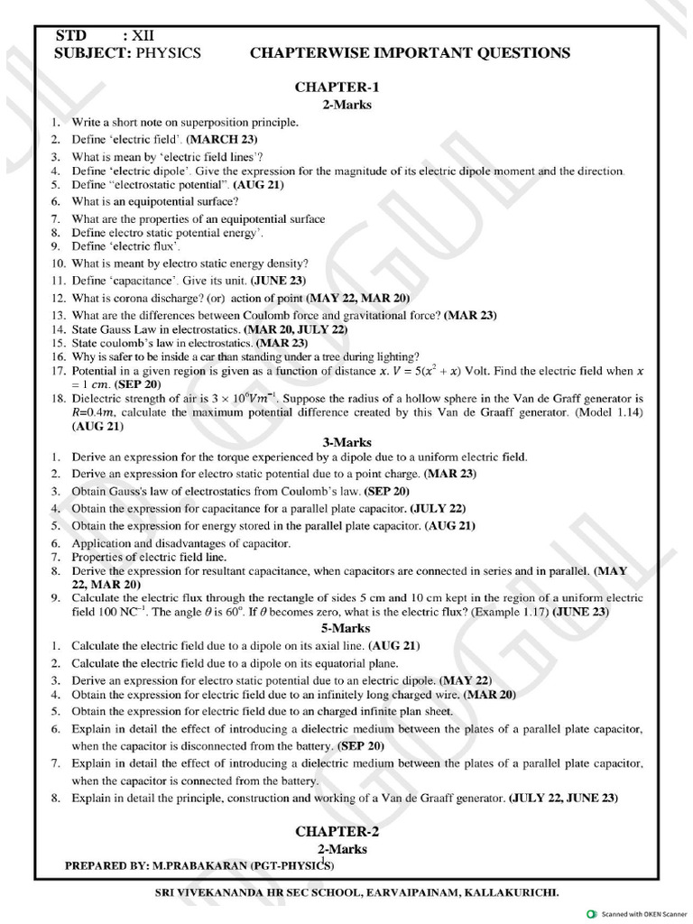 Chapterwise Xii | PDF