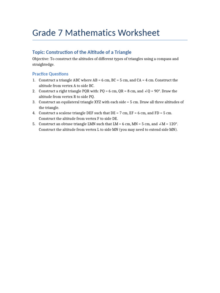 Constructing Altitudes in Triangles | PDF