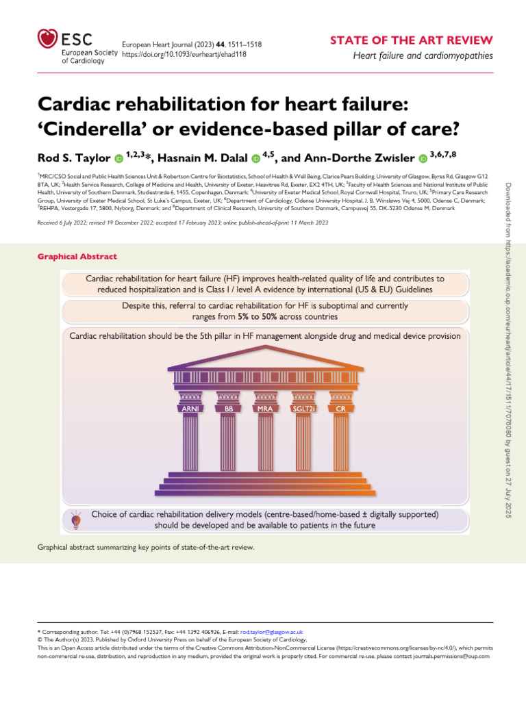 Cardiac Rehabilitation in Heart Failure | PDF | Physical Therapy ...