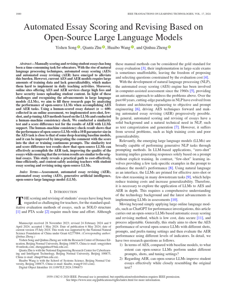 Automated Essay Scoring and Revising Based On Open-Source Large ...