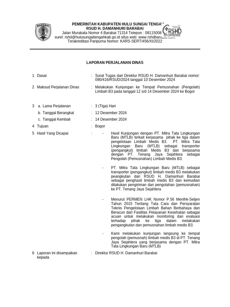 Laporan Perjadin PT - MTLB | PDF