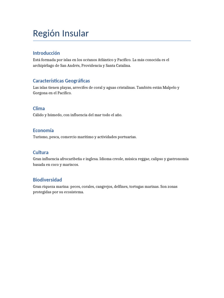 Región Insular: Islas y Biodiversidad | PDF