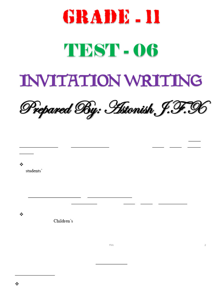 Grade 11 Invitation Writing Guide | PDF