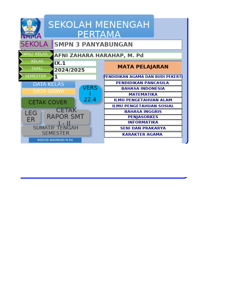 Master Rapor Kelas 9.1 SM 1 T BNR | PDF