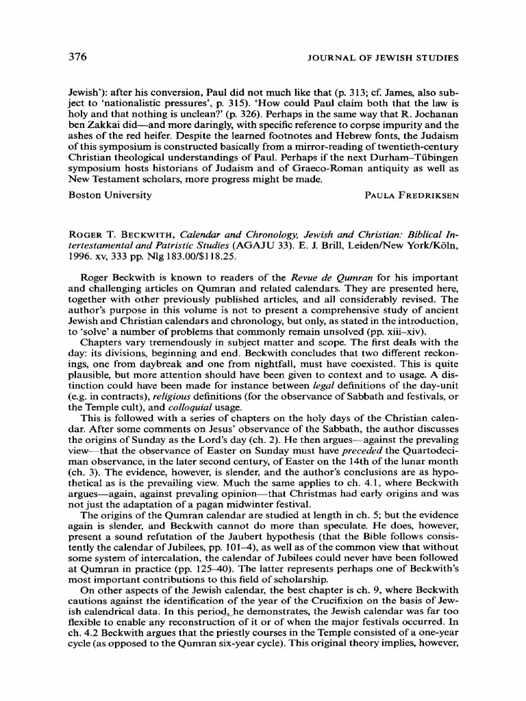 Jewish and Christian Calendar Studies | PDF | Pharisees | Jews And Judaism