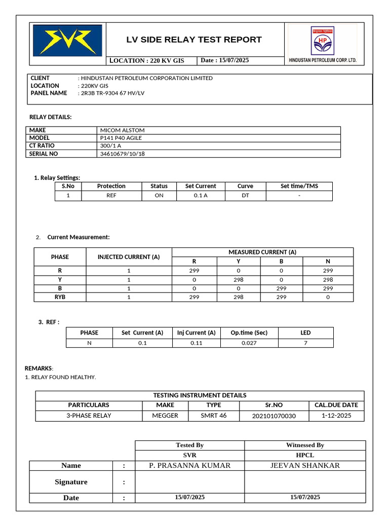 LV Side Relay | PDF