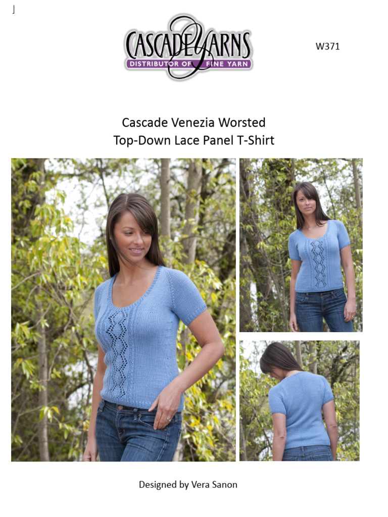 Top Down Lace Panel T Shirt | PDF | Knitting | Knitting Needle