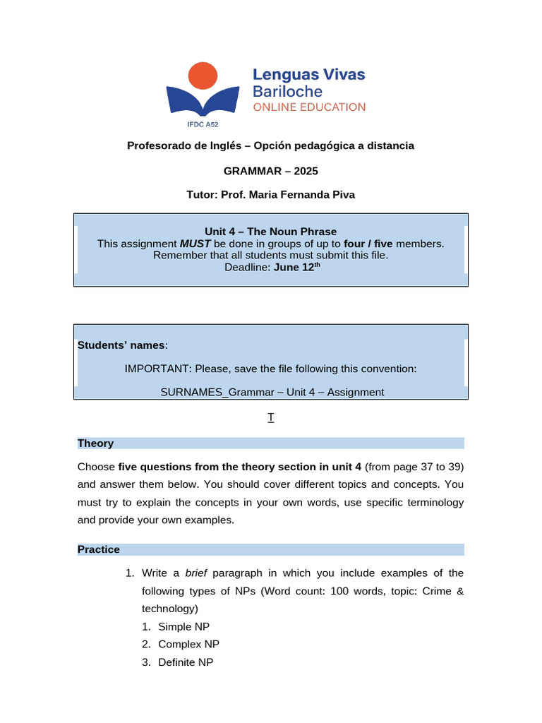 Grammar - Unit 4 - Mandatory Assignment | PDF | Pronoun | Syntax