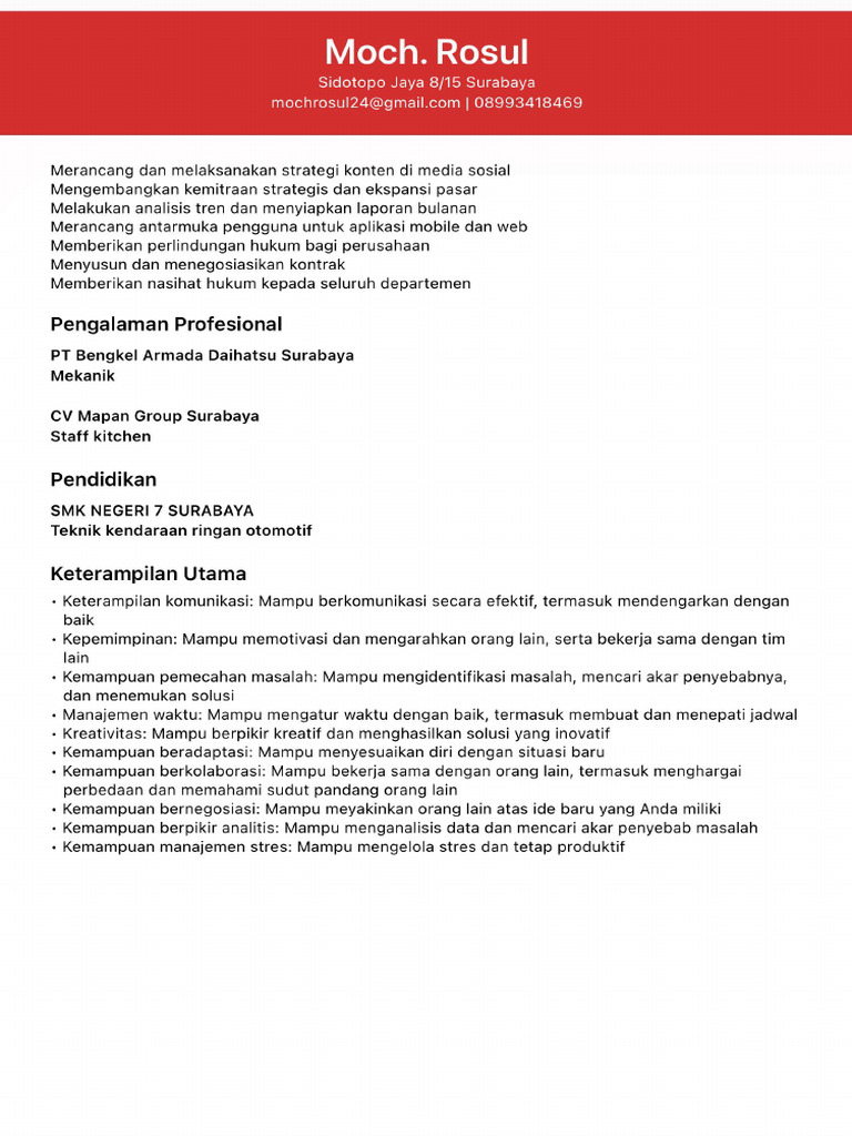 CV (Moch Rosul) | PDF
