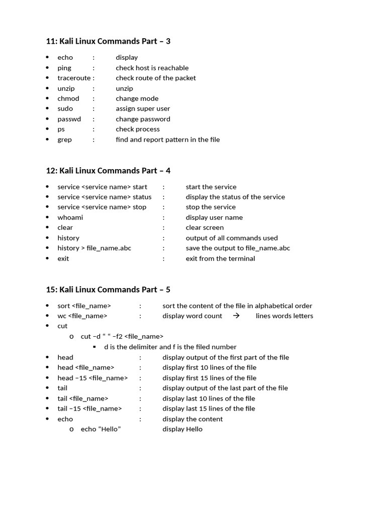 Essential Kali Linux Commands Guide | PDF