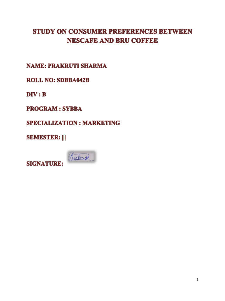 Nescafe vs Bru: Consumer Preferences Study | PDF | Coffee | Brand