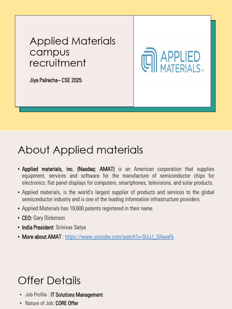 Applied Materials Campus Recruitment Guide | PDF | Computing