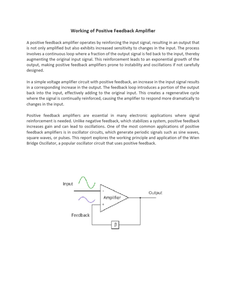 Working of Positive Feedback Amplifier | PDF