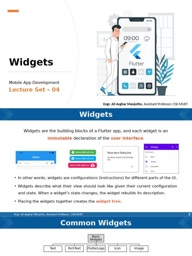Flutter Lecture Set - 04 (Widgets) | PDF | Computing | Software Engineering