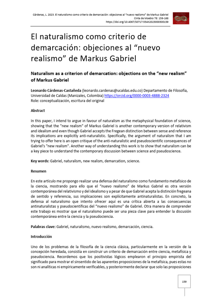 El Naturalismo Como Criterio de Demarcación | PDF | Realismo filosófico ...