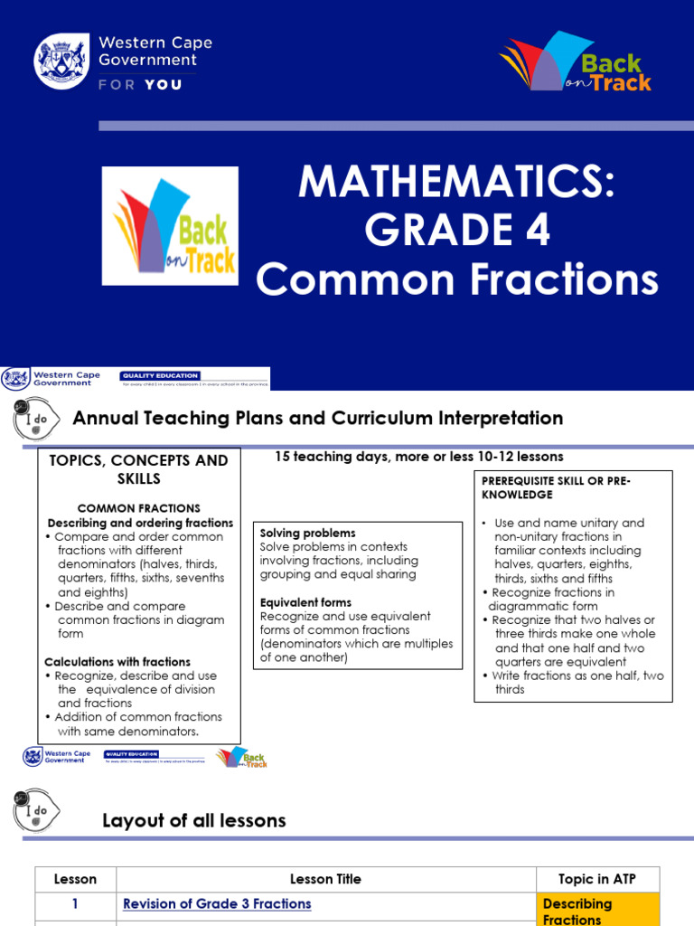 BOT GR 4, Maths - Fractions With Memoranda | PDF | Mathematics