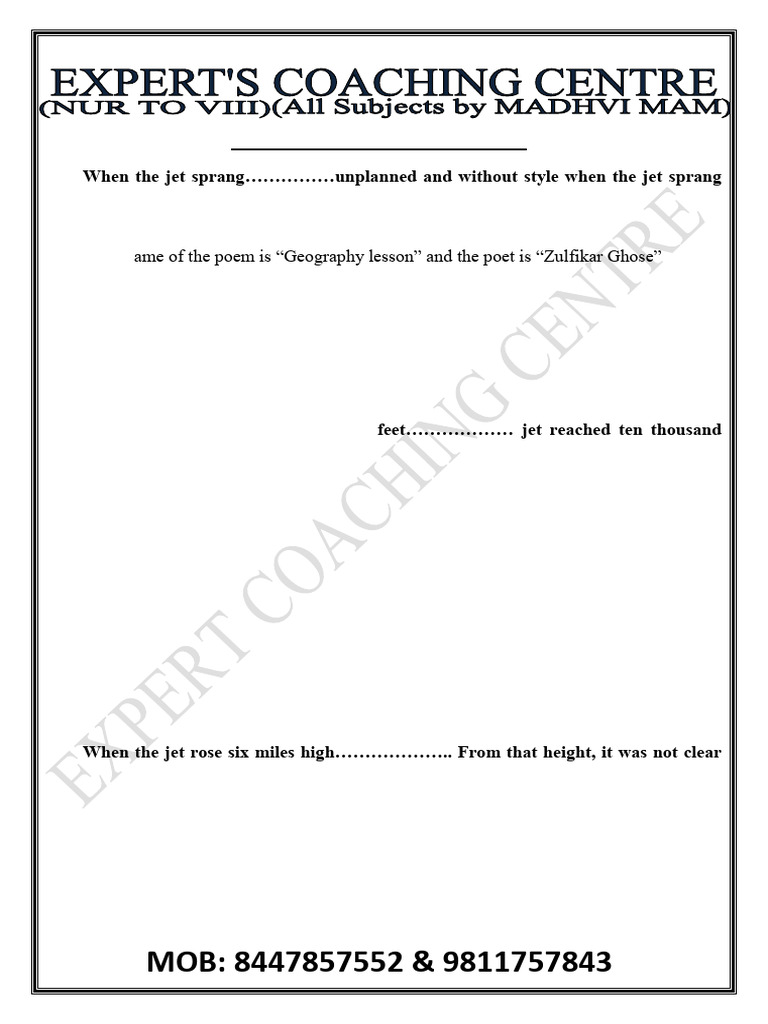 Poem The Geography Lesson | PDF