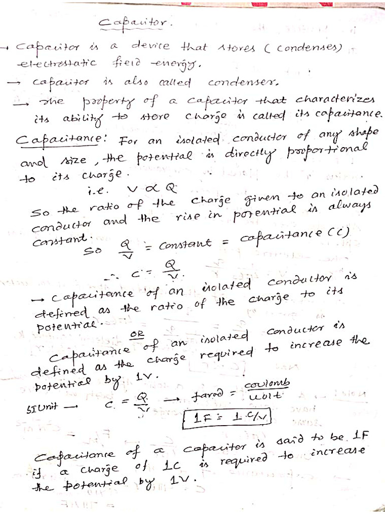 Capacitance Class - 12 | PDF