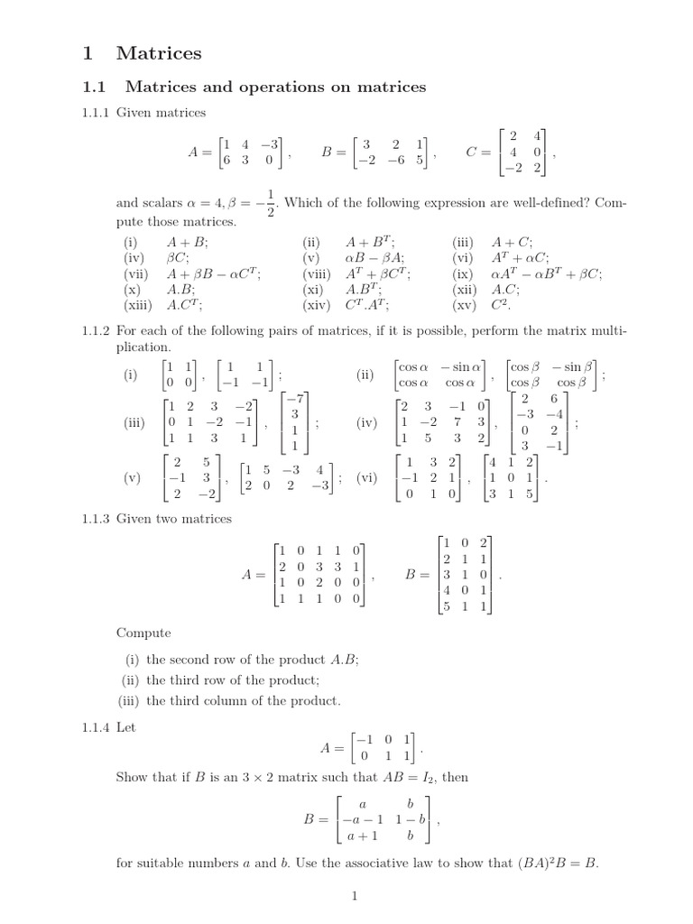 Matrix Operations and Computations | PDF | Matrix (Mathematics) | Determinant