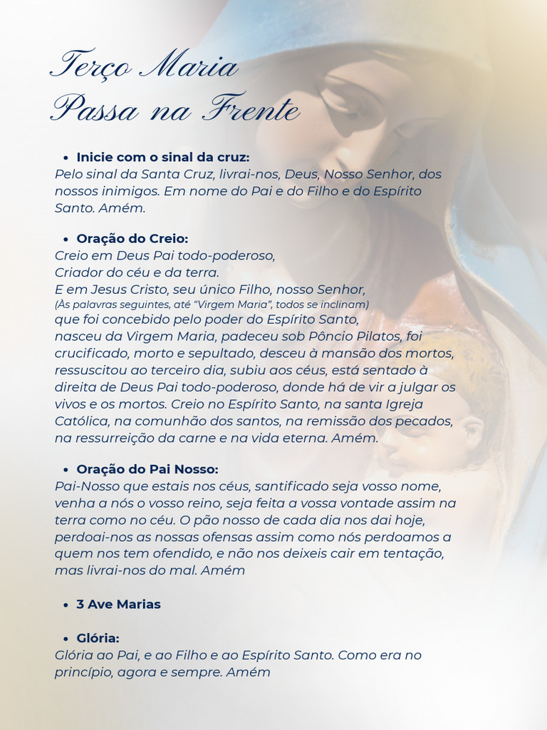 Terço Maria Passa na Frente | PDF | Maria, mãe de Jesus | Rosário