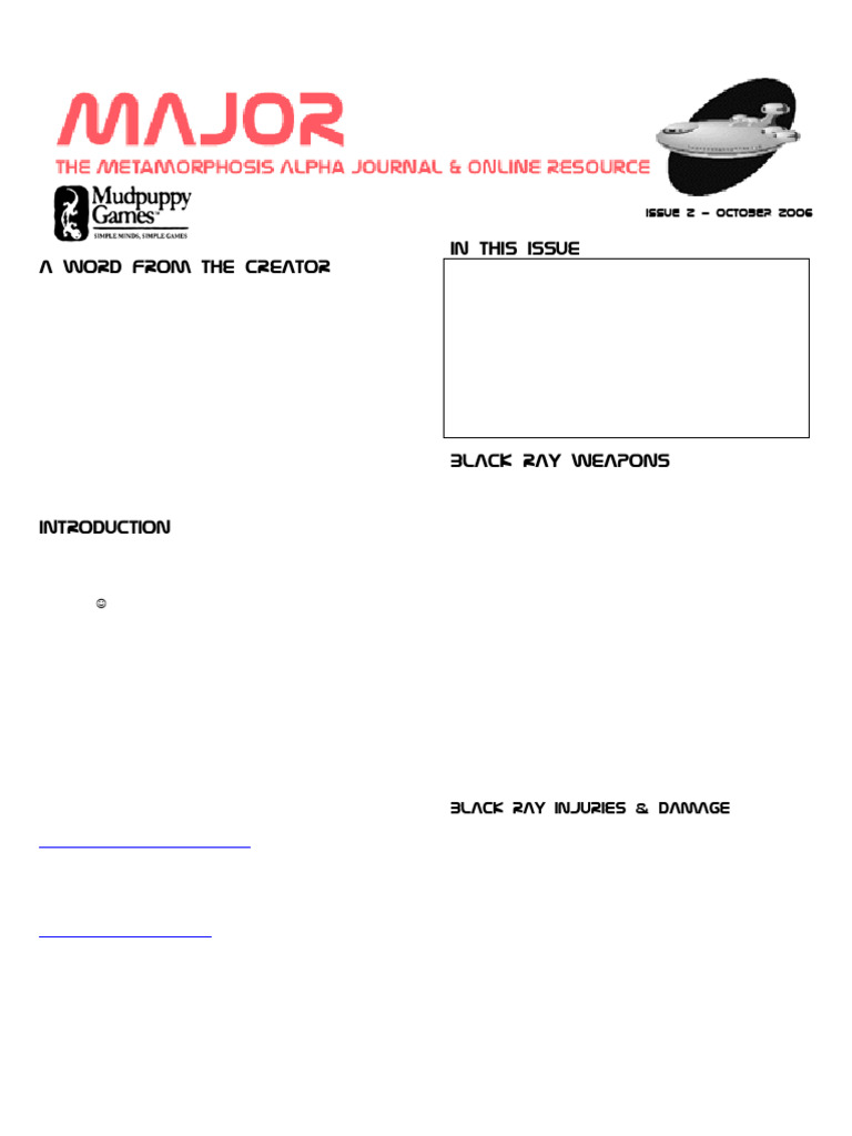 Metamorphosis Alpha Journal Issue 2 | PDF | Rifle | Robot