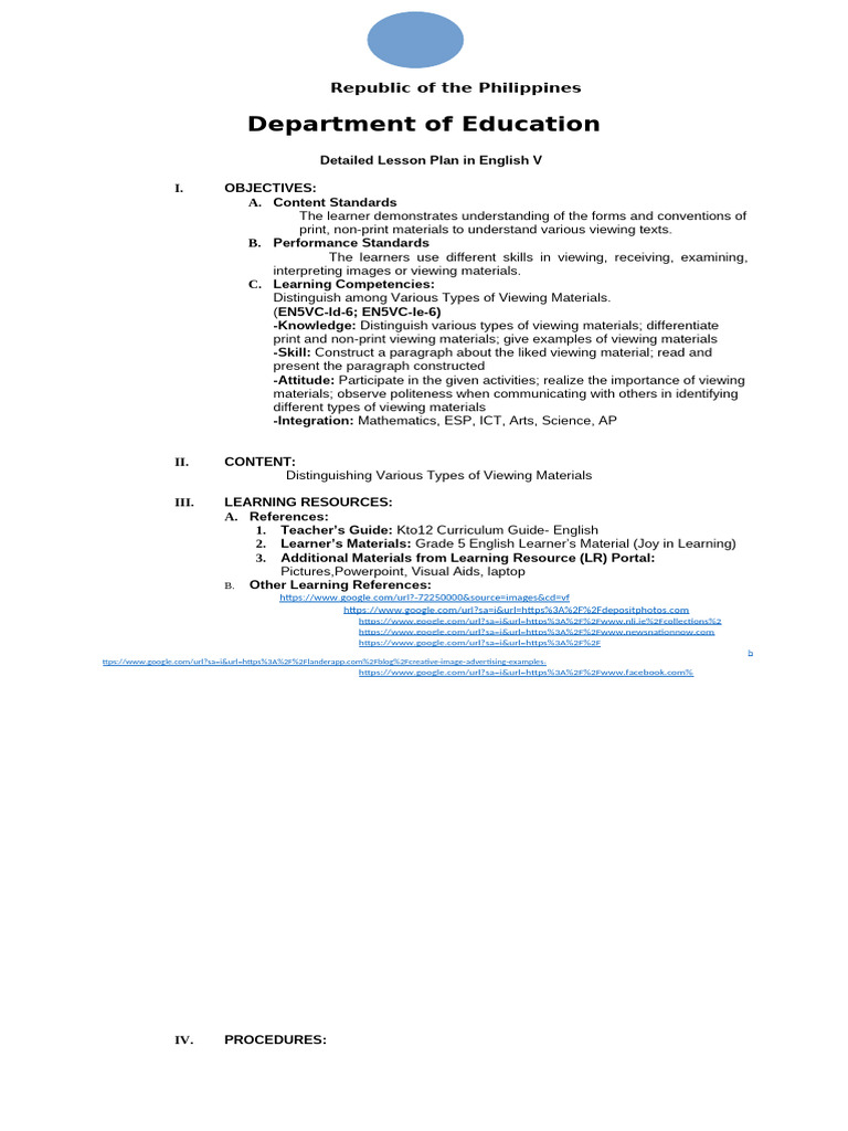 DEMO Detailed Lesson Plan | PDF | Lesson Plan | Learning