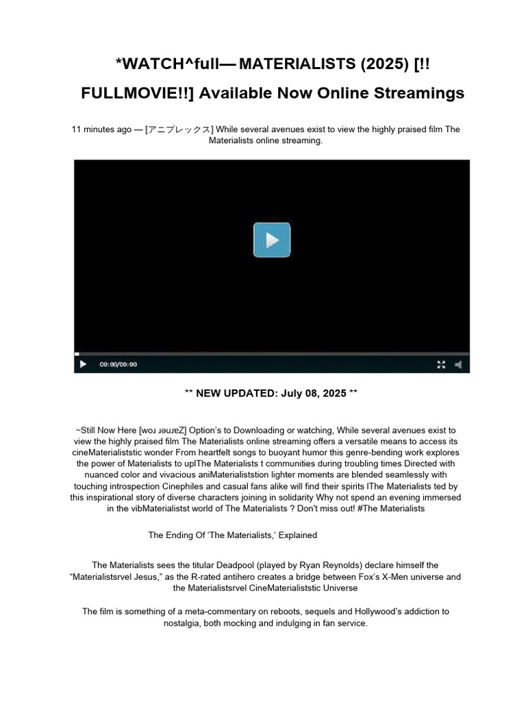 Materialists Streams Us2 | PDF