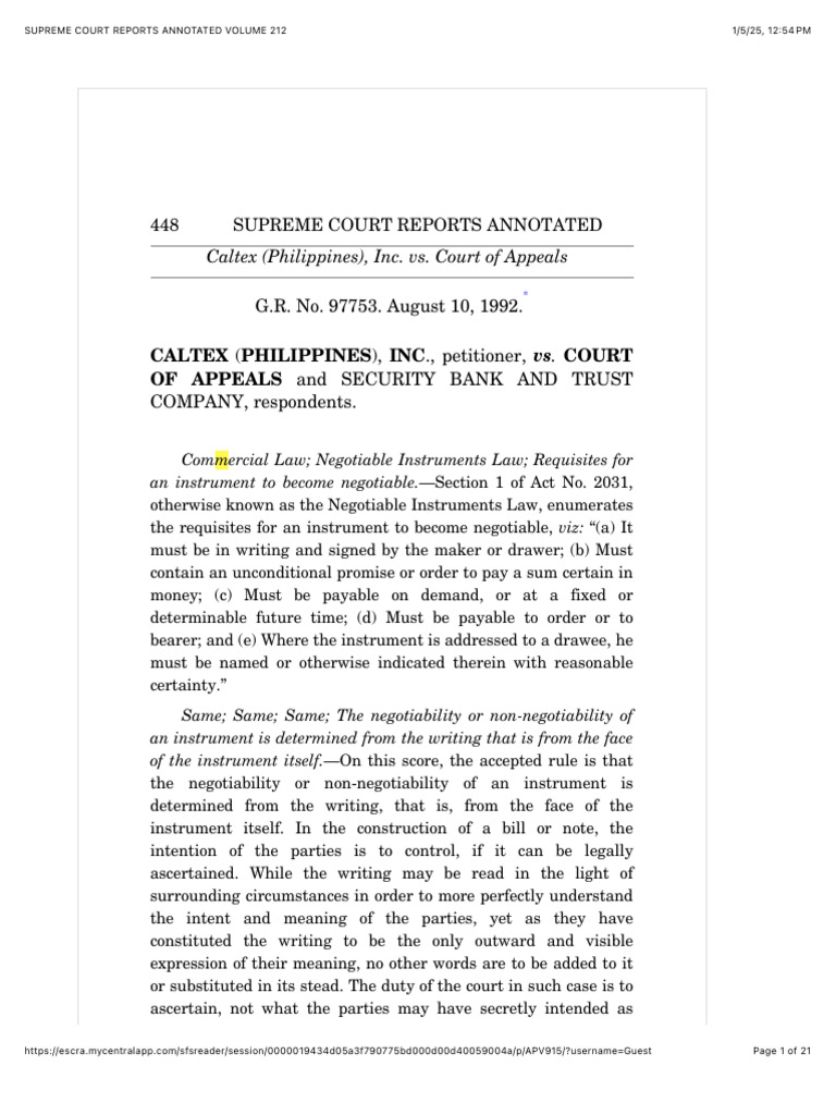 Caltex Philippines Inc Vs CA | PDF | Negotiable Instrument | Estoppel