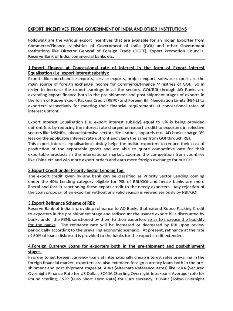 Export Incentives from India’s Government | PDF | Value Added Tax ...