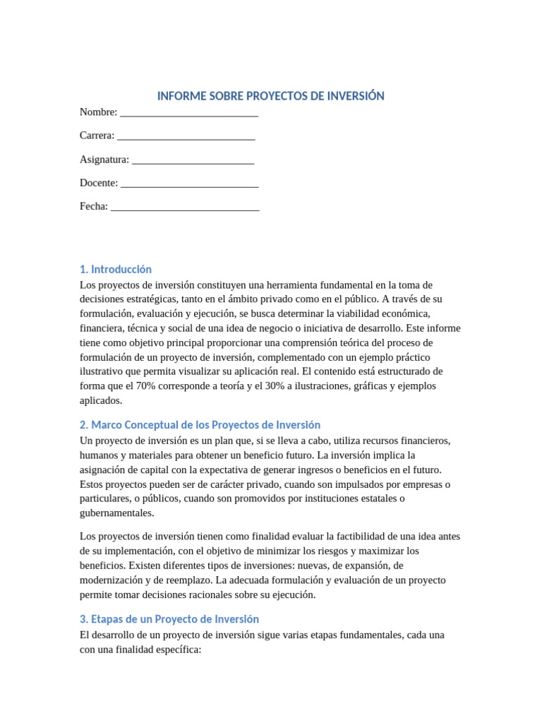 Informe Proyectos Inversion Parte1 | PDF