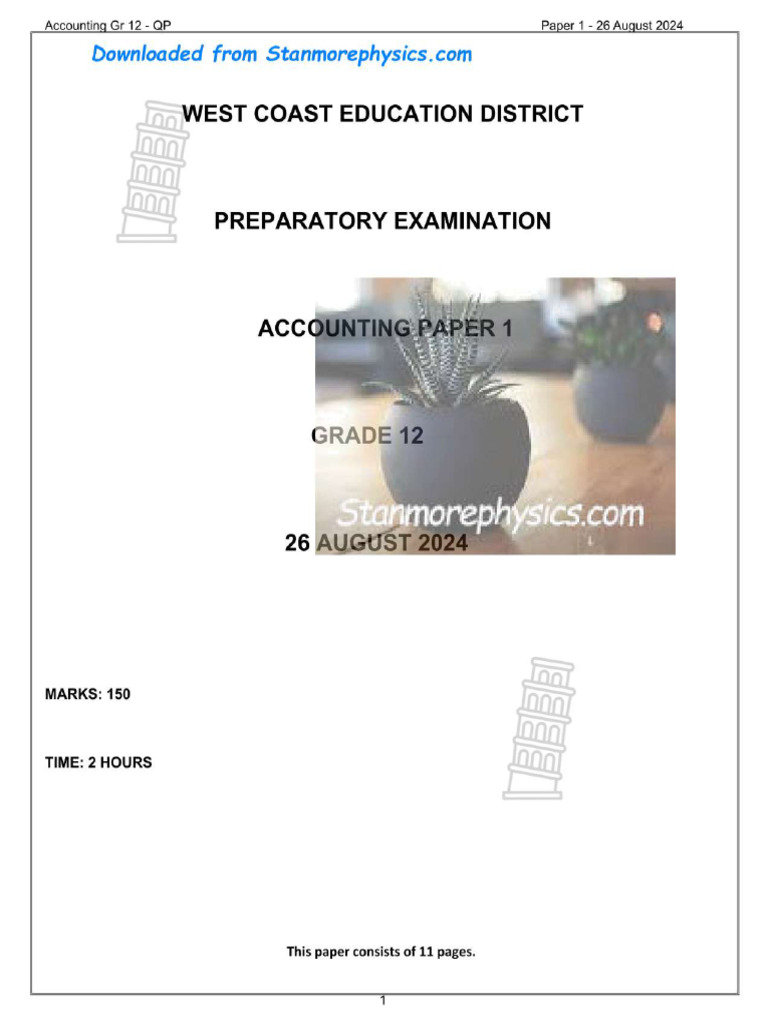 WC Accounting Grade 12 September 2024 P1 and Memo | PDF
