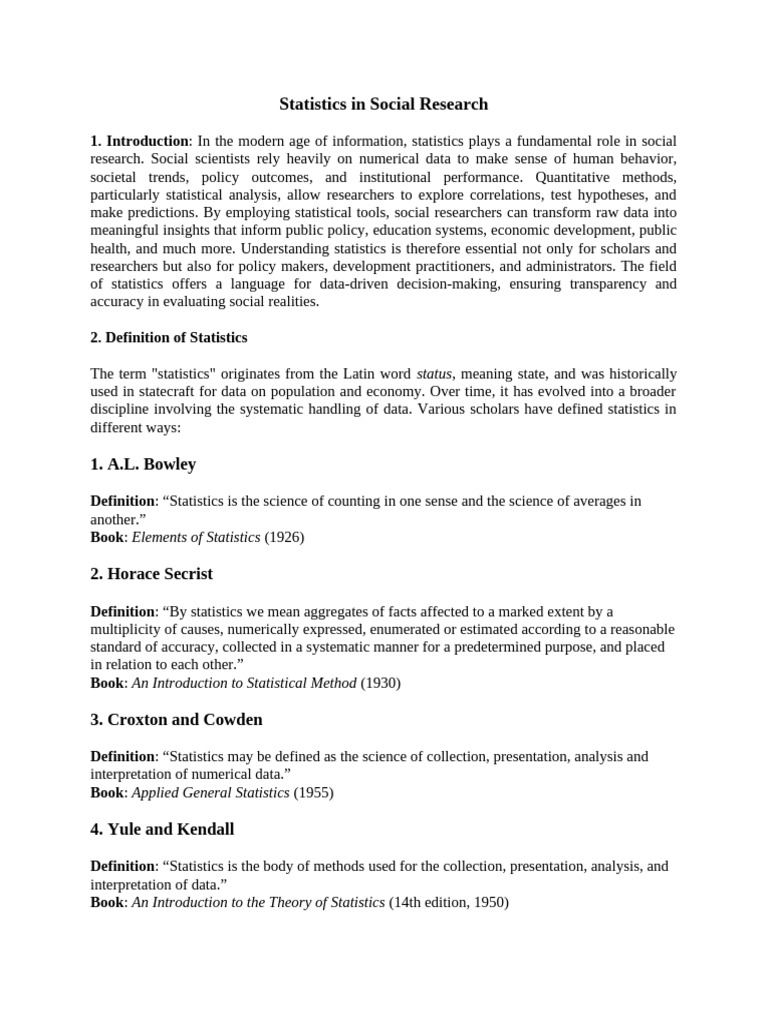 Importance of Statistics in Social Research | PDF | Statistics ...