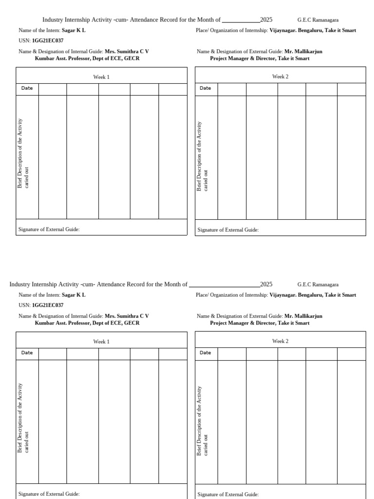 Week Sheet Sagar | PDF