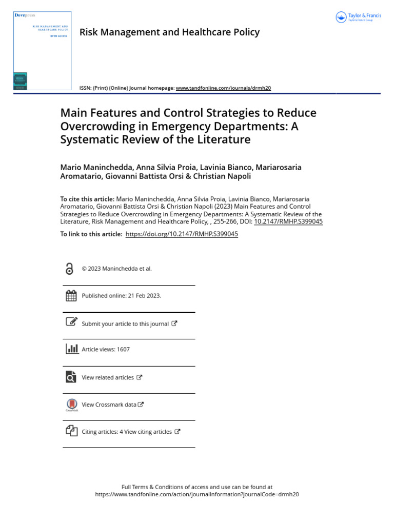 Main Features and Control Strategies To Reduce Overcrowding in ...