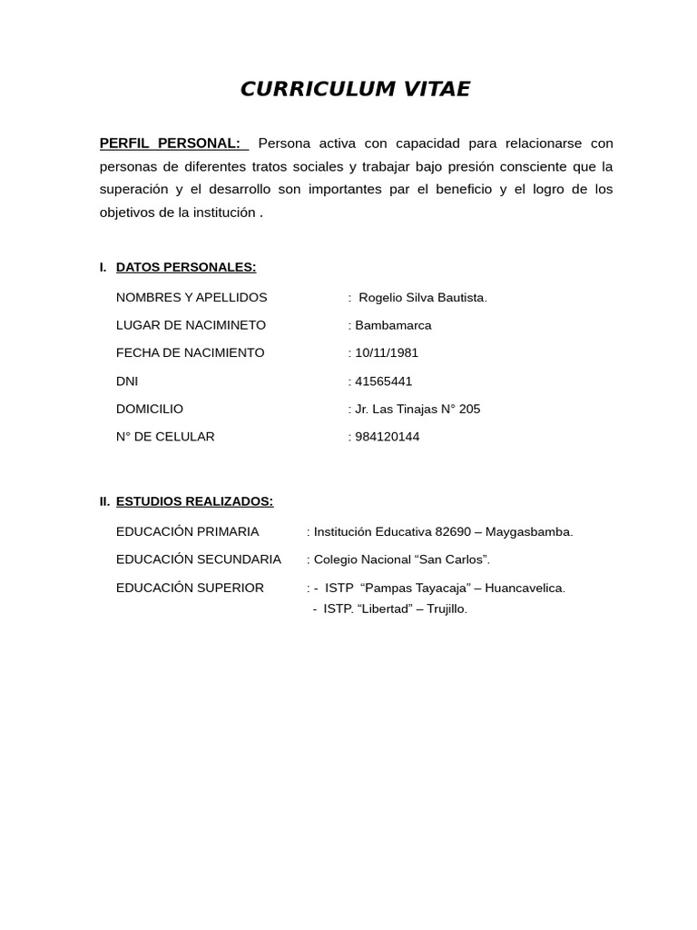Curriculum Vitae Rogelio Silva | PDF