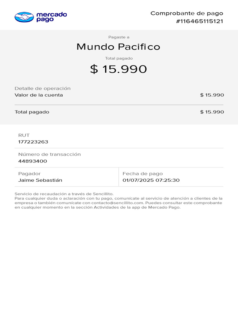 Mundo Pacifico: Detalle de Operación | PDF