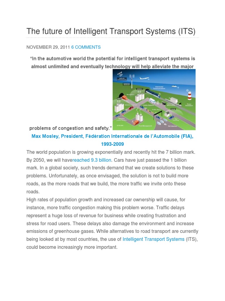 The Future of Intelligent Transport Systems | PDF | Traffic | Traffic ...