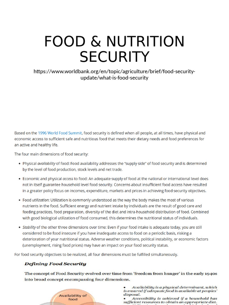 Food & Nutrition Security | PDF