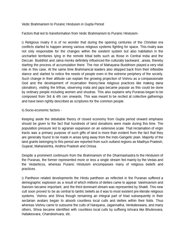 Transition to Puranic Hinduism in Gupta Era | PDF | Bhakti | Puranas