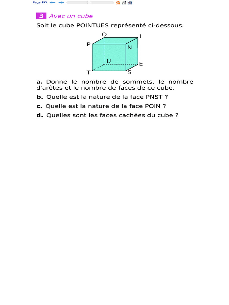 Espace - Perspective Cavalière - Exercice N°3 Avec Un Cube | PDF