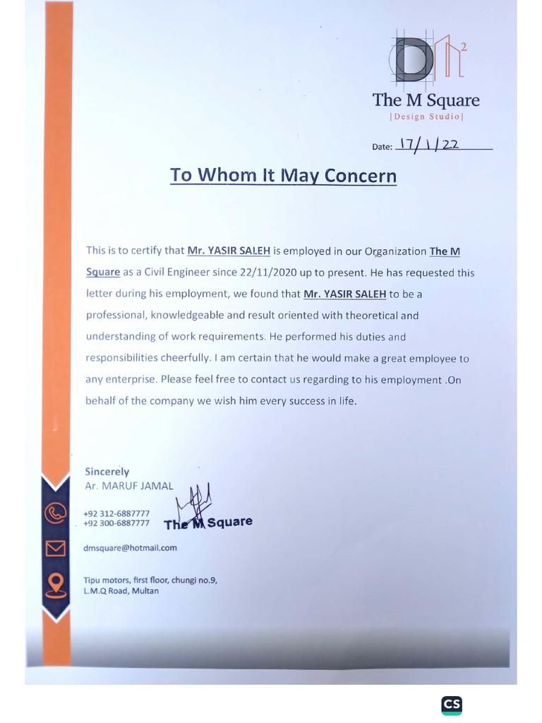 Experience Letter | PDF