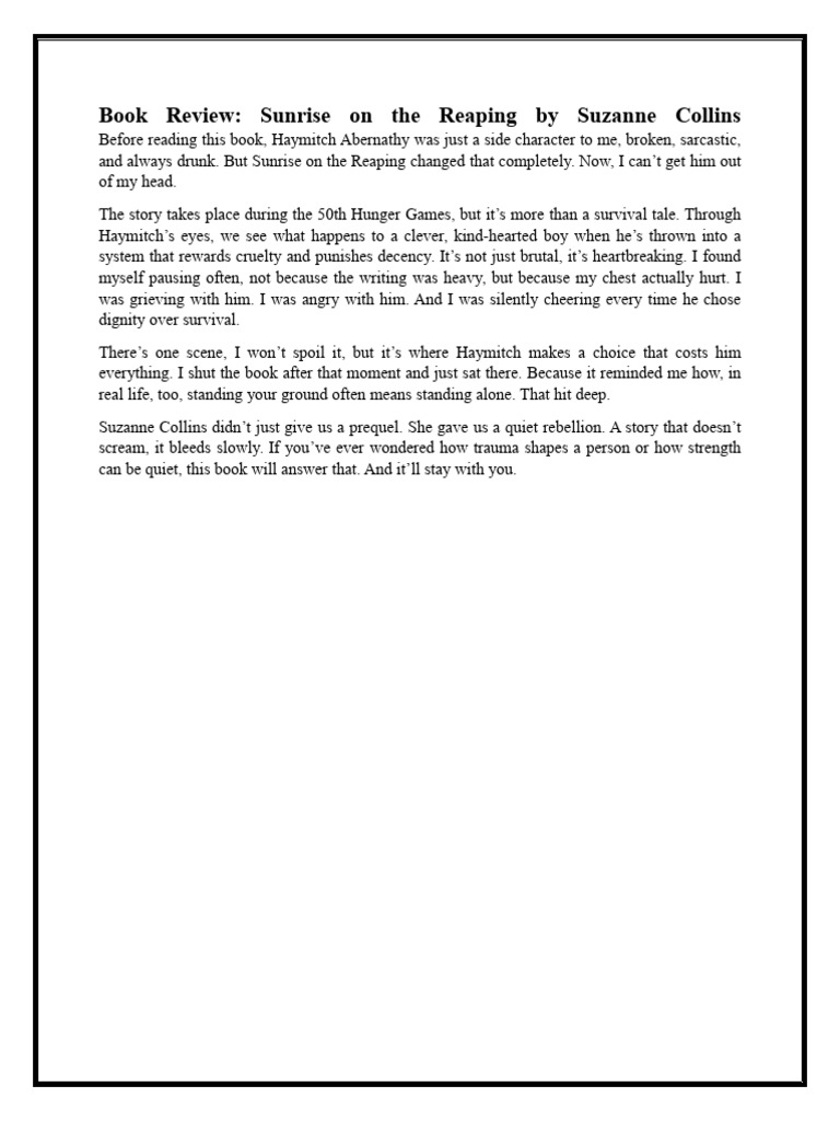 Haymitch's Journey in Sunrise on the Reaping | PDF