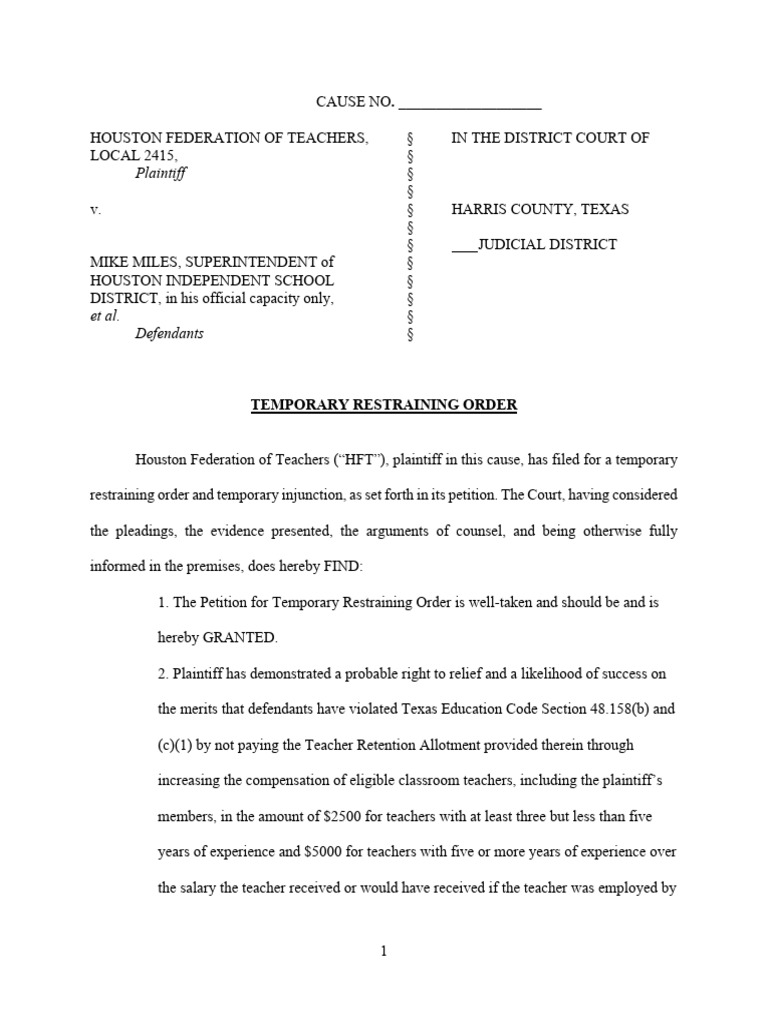 Temp Rest Order July30,2025 | PDF | Legal Remedy | Injunction