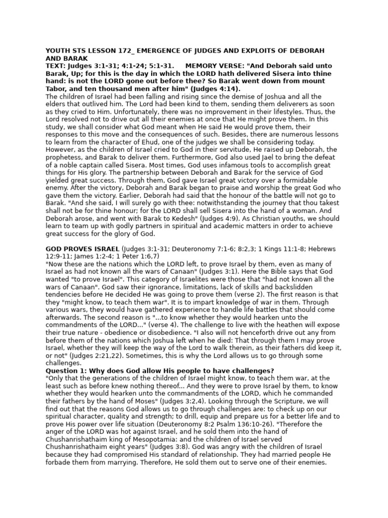 Judges: Deborah and Barak's Victory | PDF | Old Testament Books | Books ...