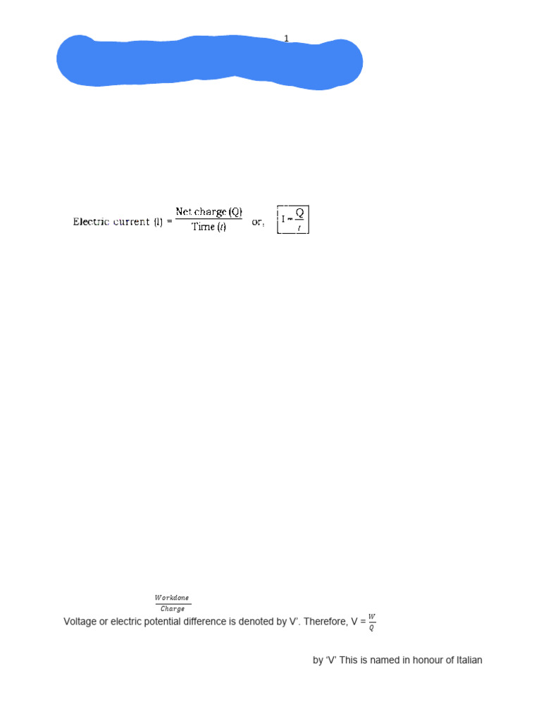 Class 10 Electricity Notes Summary | PDF | Voltage | Electric Current