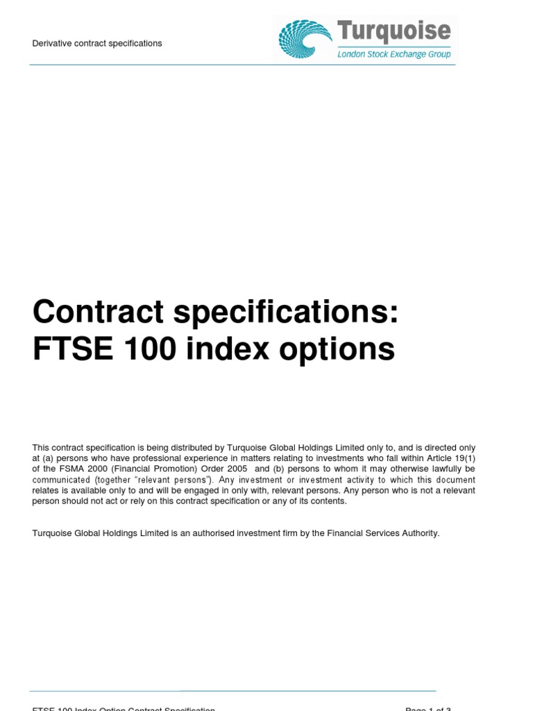Contract Specification FTSE 100 Options | PDF | Option (Finance ...