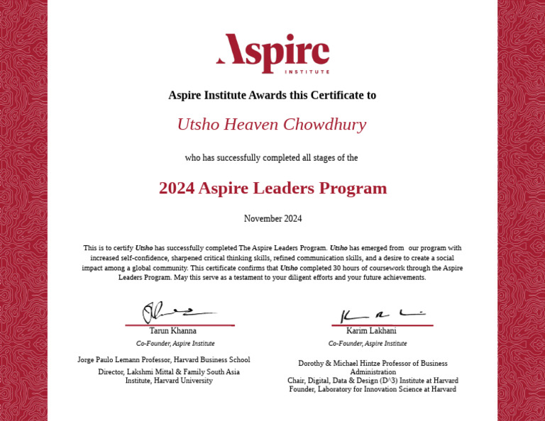 ALP Certificate of Completion-Utsho Heaven Chowdhury | PDF
