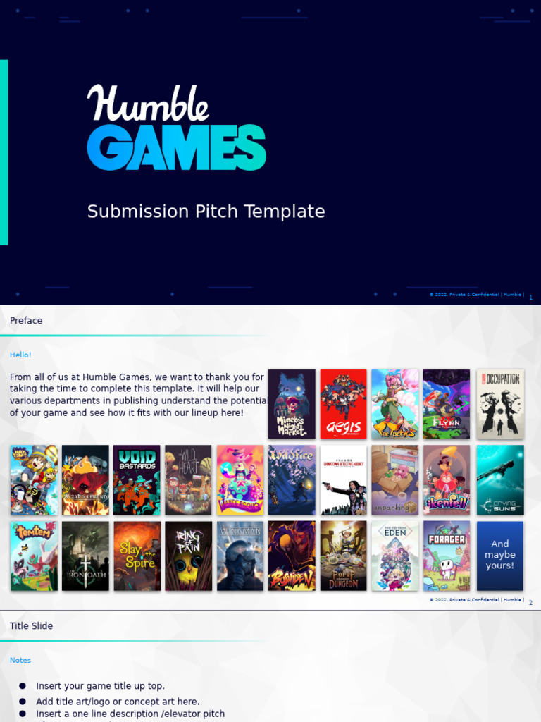 (For DEVS) Humble Games Submission Pitch Template | PDF | Gaming | Video Games