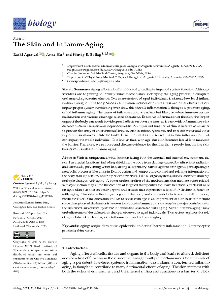 The Skin and Inflamm-Aging | PDF | Epidermis | Skin